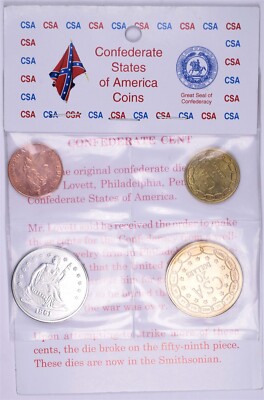 CSA Confederate States of America Restrike Coins 4 Piece Set Civil War ...