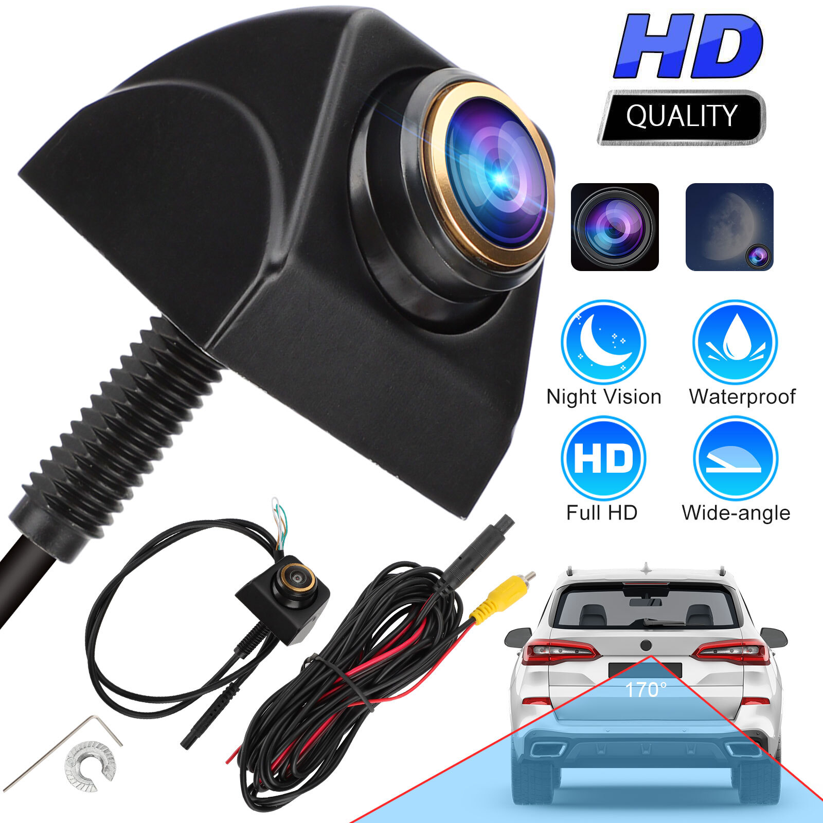 170° HD Car Rear View Backup Camera Reverse Parking Cam Waterproof ...