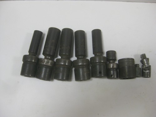 9 Pc Snap on Deep Swivel Impact Sockets 1/2", shallow impact ,adapter ...