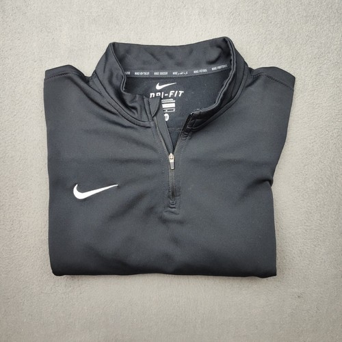 Nike Shirt Mens Medium Black Soccer Squad Midlayer Dri Fit 1/4 Zip Up ...
