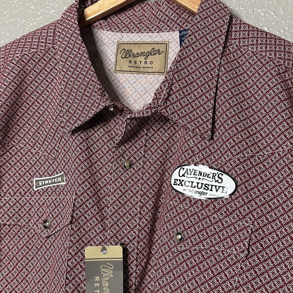 Wrangler Retro Western Shirt Mens 4X Red Print Pearl Snap Cowboy ...