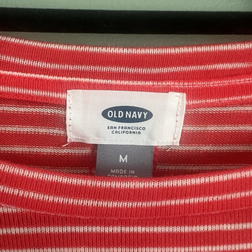 Old Navy NWT Oversized Red Striped Pocket Long Sleeve Size Medium | eBay