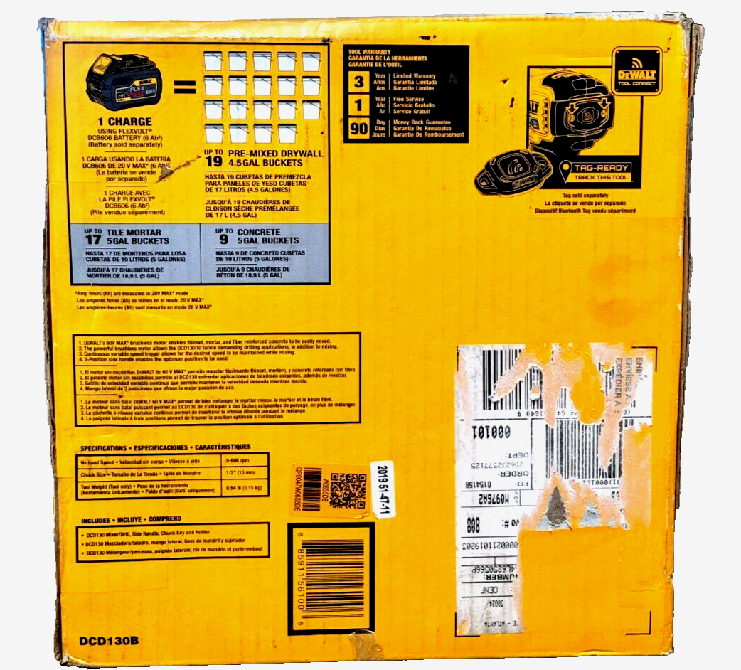 DEWALT DCD130B 60V Max Mixer Drill with E-Clutch System for sale online ...