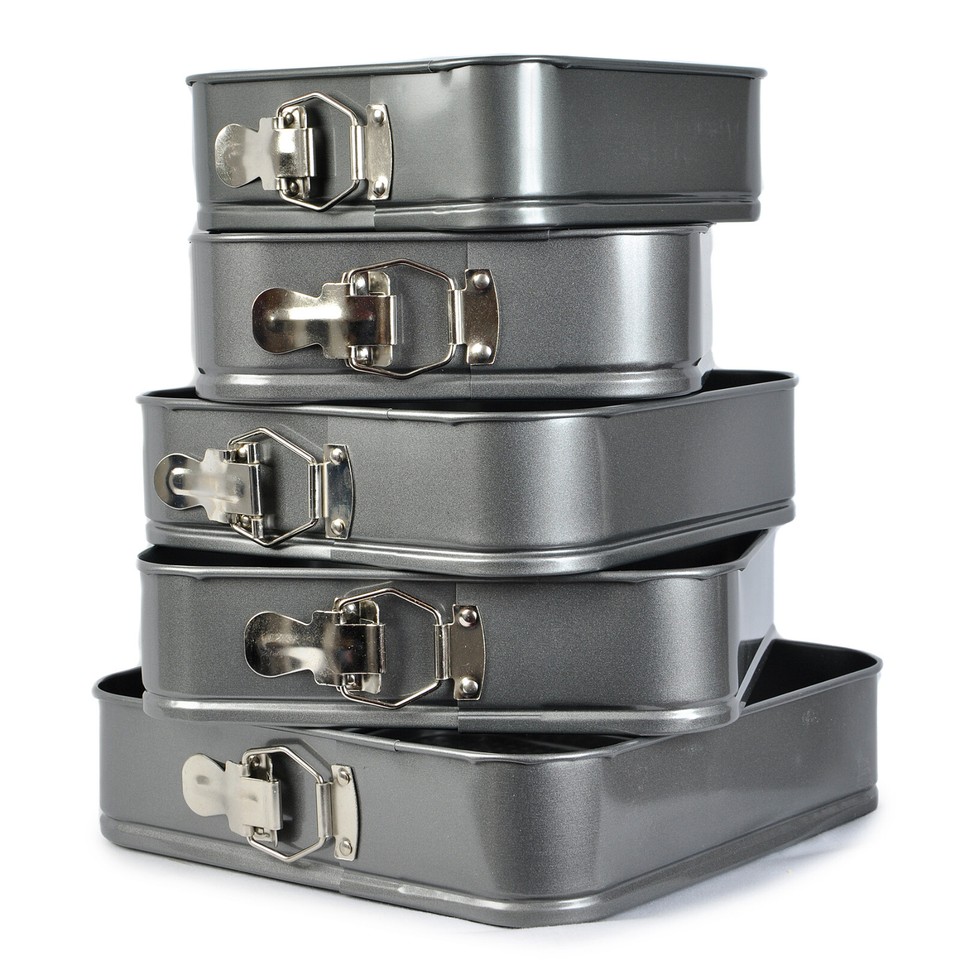 CAKE TIN SET OF 3 AND 5 ROUND SQUARE MIX SET NON STICK SPRING FORM ...