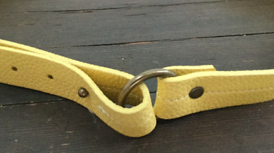 Gap Yellow Pebbled Leather Belt Womens Large Ring Knob Made in England ...