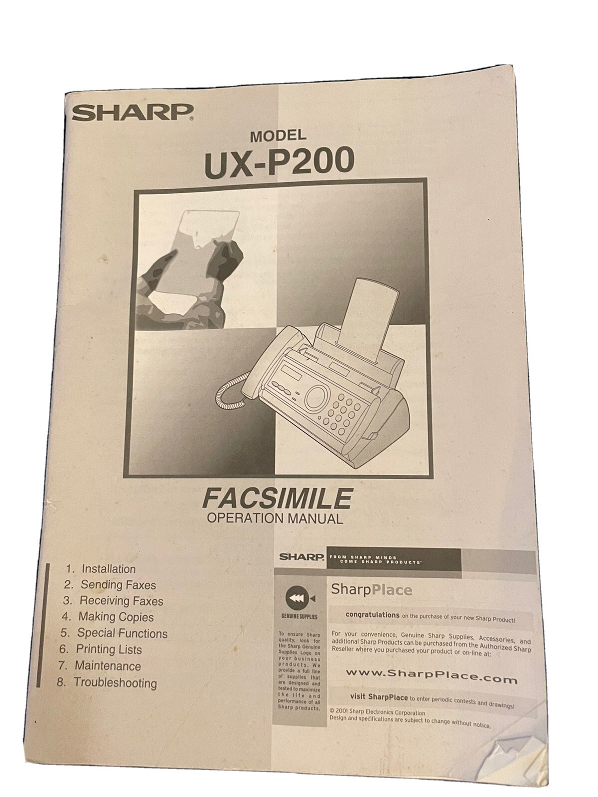 SHARP UX-P200 facsimile Operations Manual * L@@K* | eBay