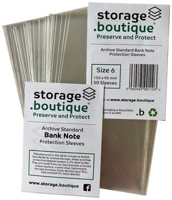 storage.boutique BANK NOTE Protection Sleeves, Archive Standard ...