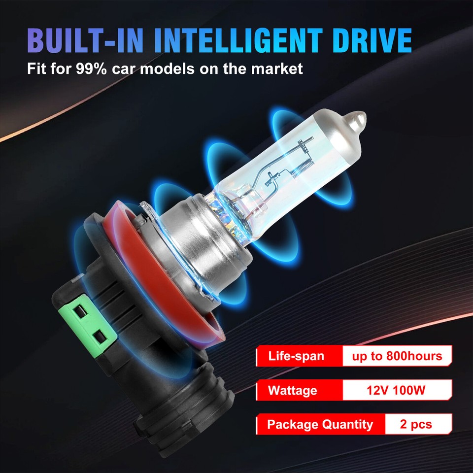 4x H8 H9 H11 Halogen Headlight Bulb Kit High/Low Beam Super Bright ...