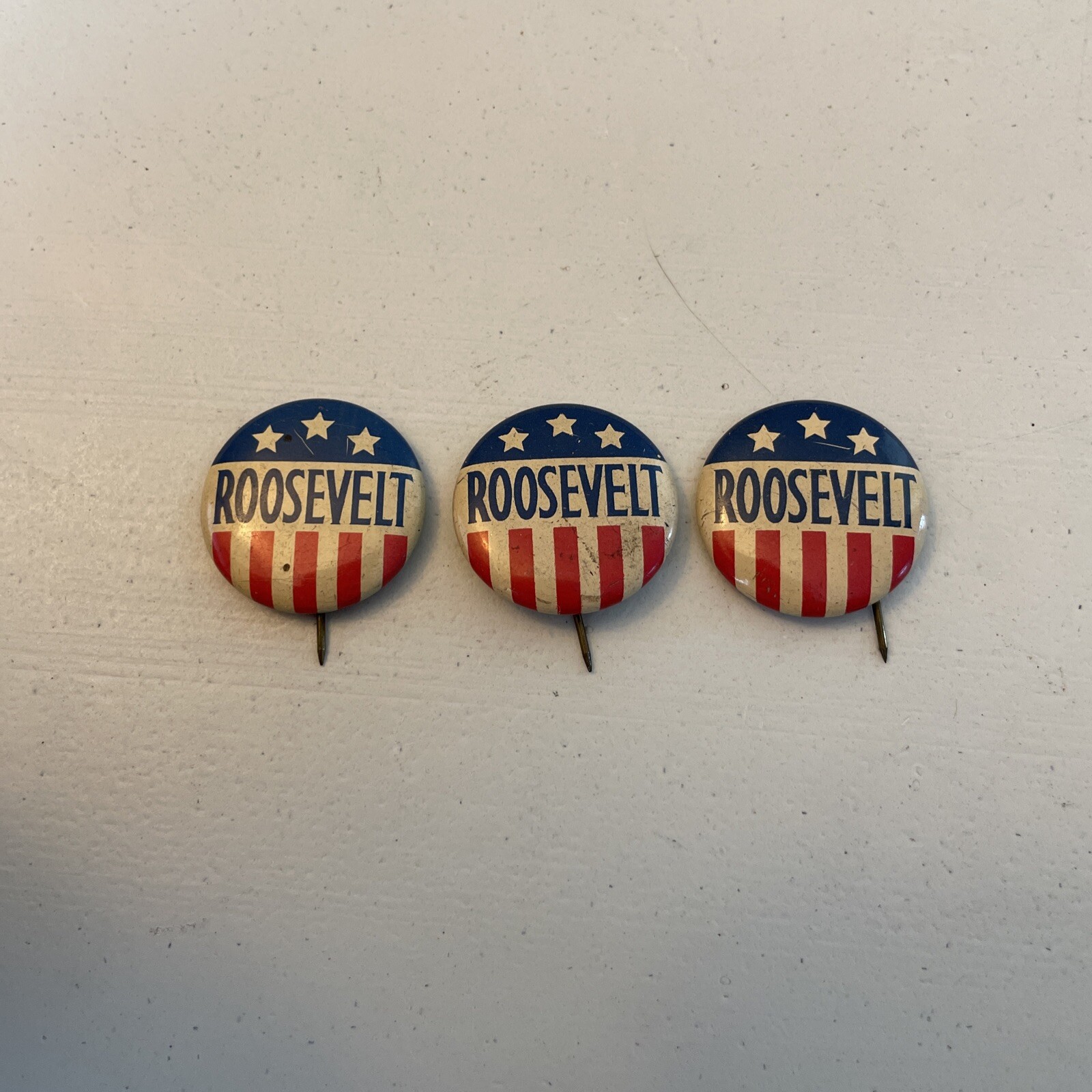 3x 1936 Franklin D Roosevelt FDR campaign pin pinback button political ...