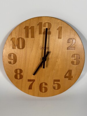 Linden Butcher Block Wooden Wall Clock-Works! | eBay