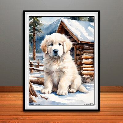 Great Pyrenees Puppy Print, Poster, Dog Wall Art, Animal Decor | eBay