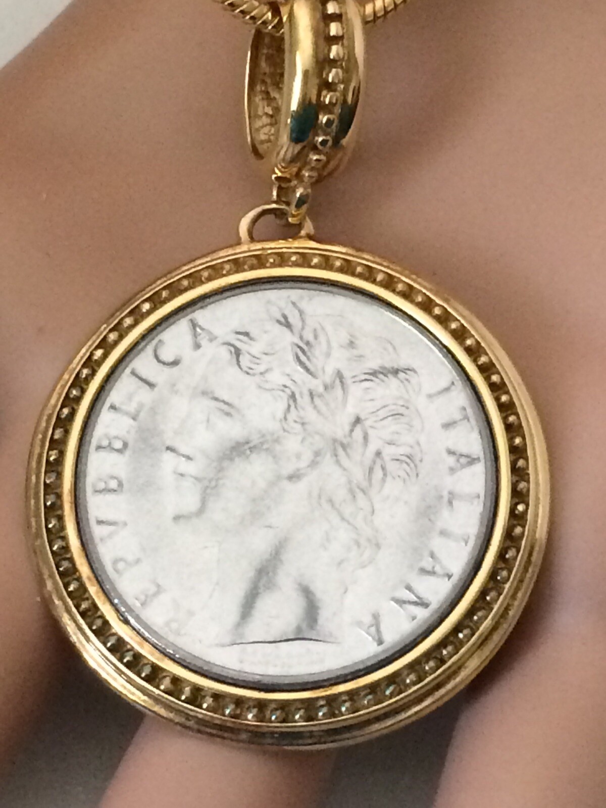 Vintage Repvbblica Italiana L.100 Coin 925 Italy Gold Overlay Sterling ...