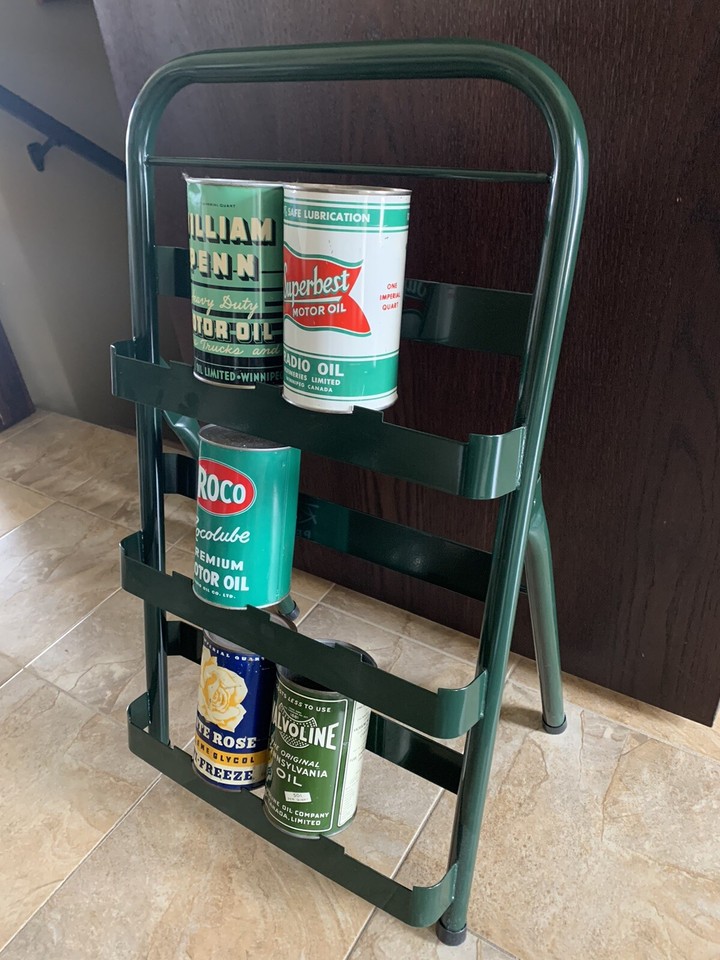 Vintage Oil Can Rack Service Station Island Oil Rack | eBay