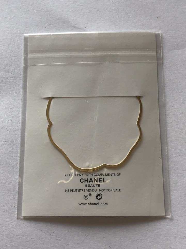 Chanel GWP Gold Metal Camellia Bookmark with Logo Collectable Authentic ...