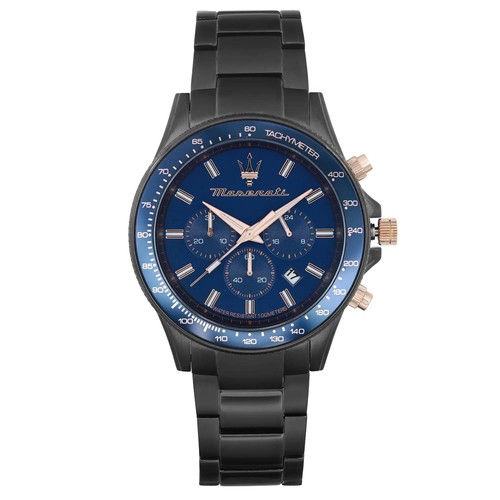 Maserati Sfida Gunmetal PVD Steel Chronograph Blue Dial Men Watch ...
