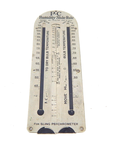 5V P-C Humidity Slide Rule Sling Psychrometer 1926 Parks-Cramer Co AC ...