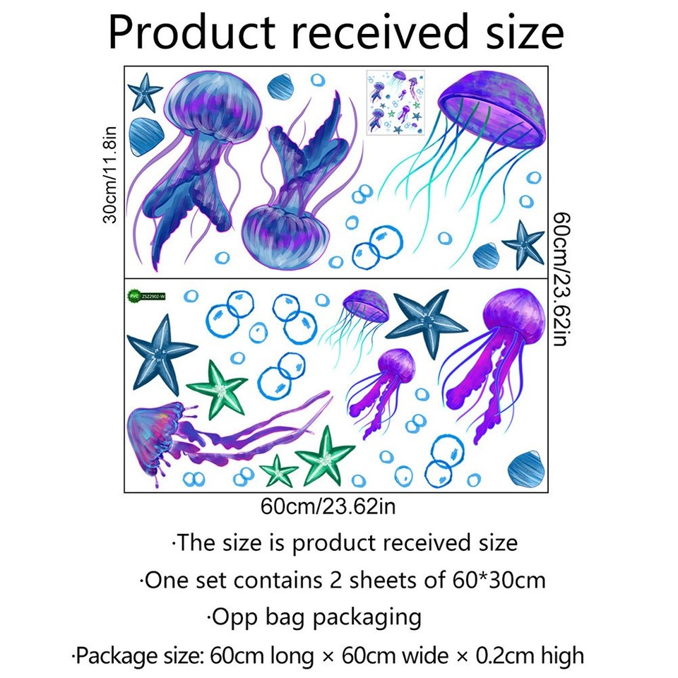 Wall Stickers Removable Decals Marine Themed Window Vinyl Jellyfish ...