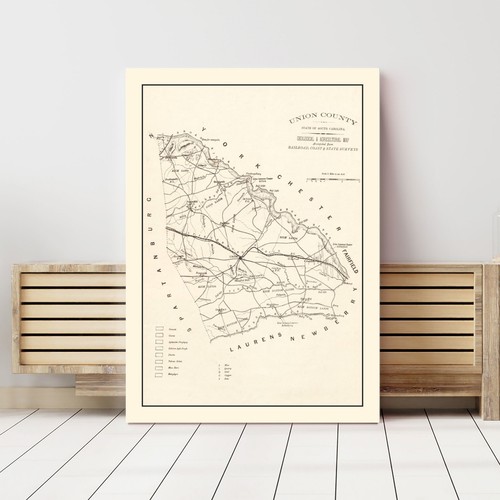 Old Map of Union County, SC 1873 - Vintage South Carolina Ar | eBay