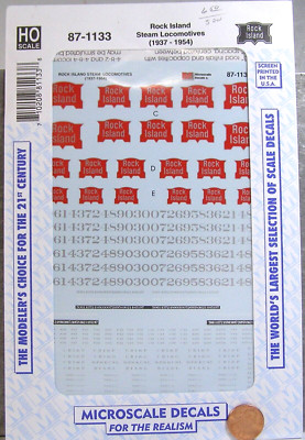 Microscale Model Train Decals HO 87-1133 Rock Island Steam Locos 1937 ...