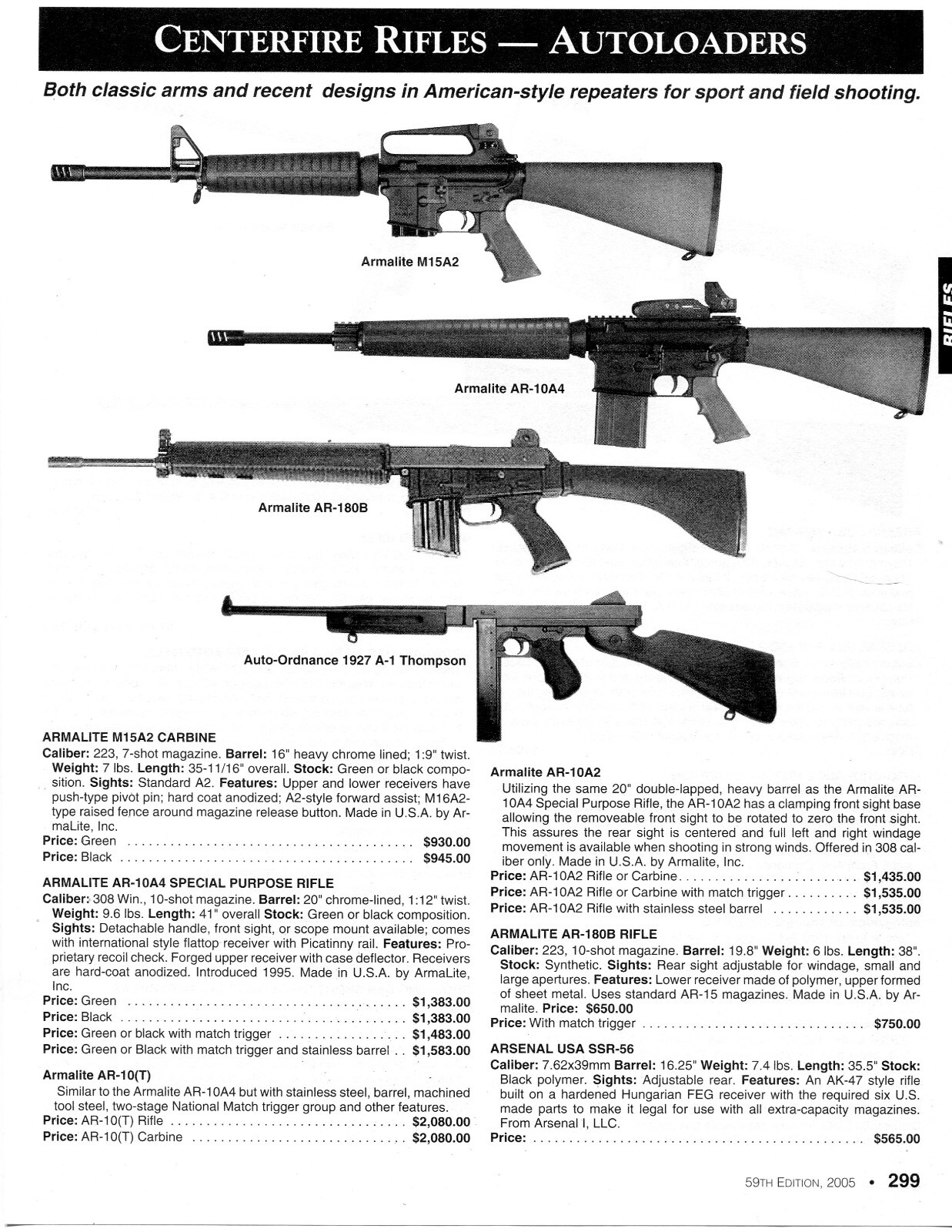 2005 Print Ad of Armalite M15A2 Carbine, AR-10A4 & AR-180B Rifle | eBay