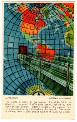 1937 postcard: Mapparium at Christian Science Publishing, Boston MA ...