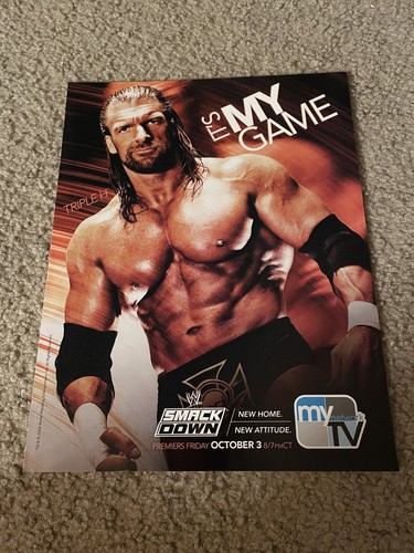 Vintage 2008 WWF SMACKDOWN MY NETWORK TV Poster Print Ad TRIPLE H THE ...
