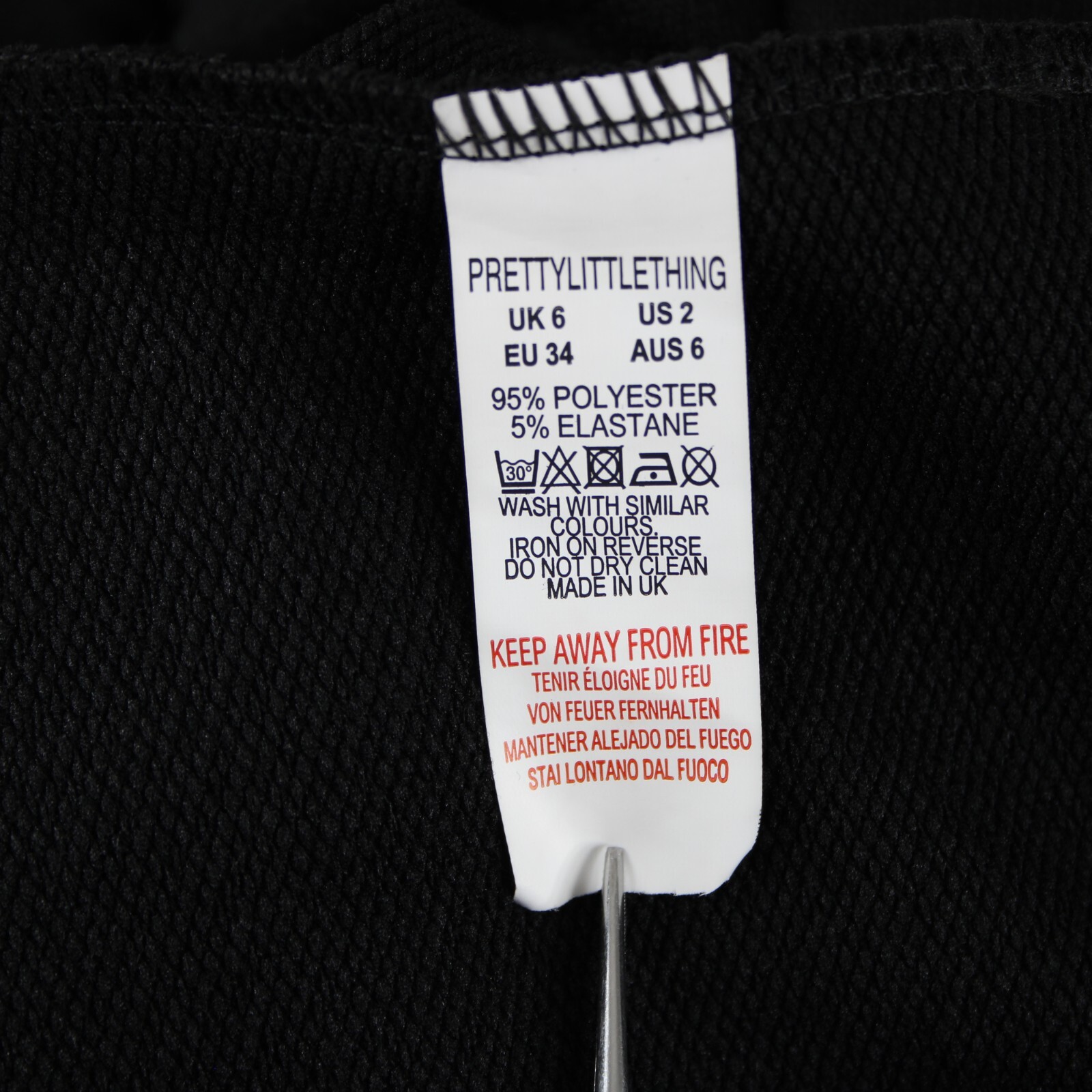 Pretty Little Thing NEW Sz 2 Black Tie Front Crop Polyester Elastane ...