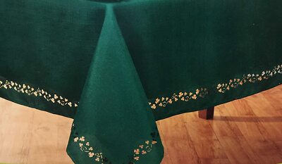 Nantucket St Patricks Day Swirling Shamrocks Cutwork Tablecloth 70R | eBay
