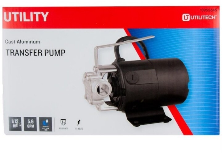 Utilitech 1/12 HP Cast Aluminum Water Transfer Pump 115v 5.6gpm 0955645 ...