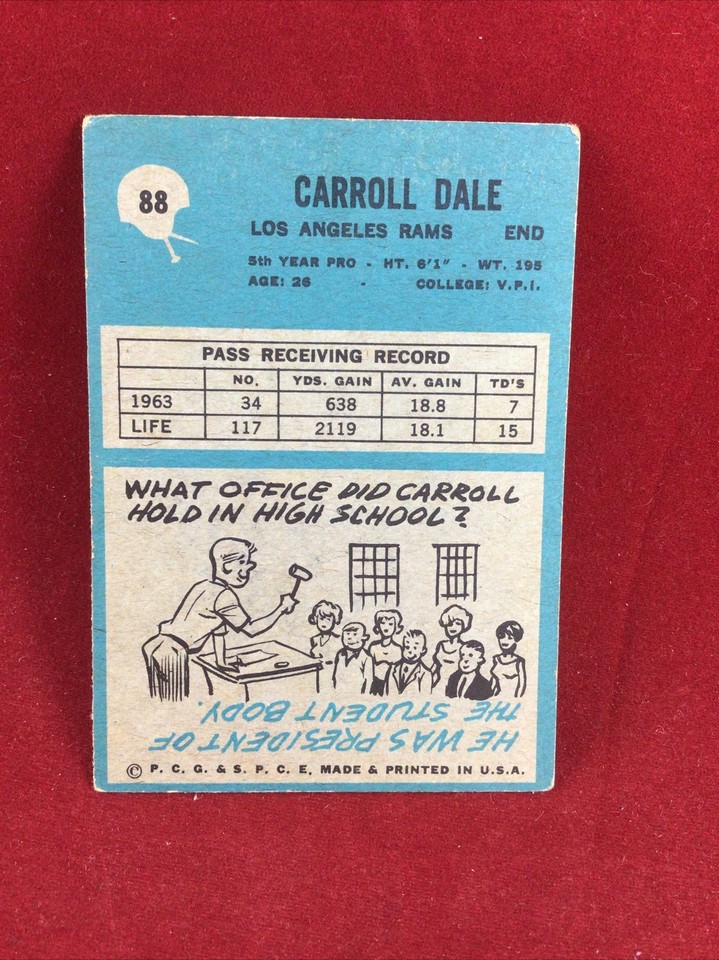 Carroll Dale -Virginia Tech- Los Angeles Rams Autographed Card | eBay