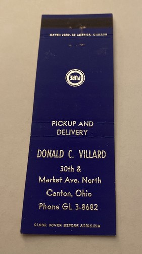 Vintage Matchbook Cover Matchcover Donald Villard Gas Delivery OH | eBay
