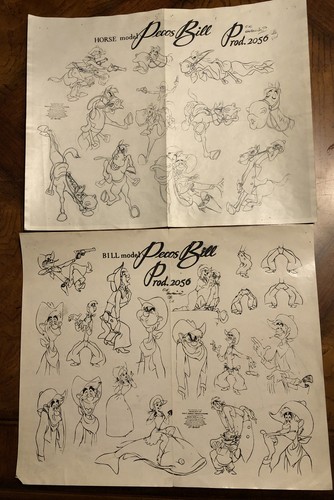 Walt Disney Set Of 2 Pecos Bill - Widowmaker PhotoStat Model Sheet Slue ...