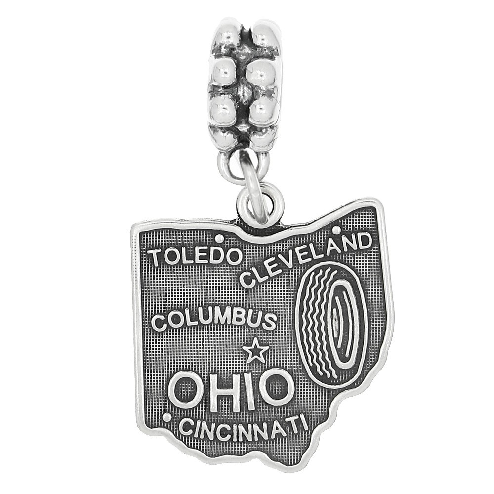 Sterling Silver Ohio State Map Dangle Bead Charm | eBay