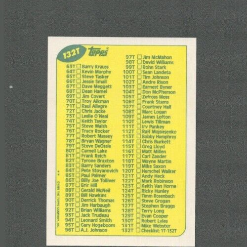 1989 Topps Traded Checklist 1-132 #132T | eBay