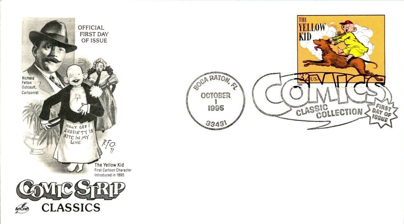 THE YELLOW KID COMIC STRIP CLASSICS 1995 ARTCRAFT CACHET FDC VF UNADDR ...