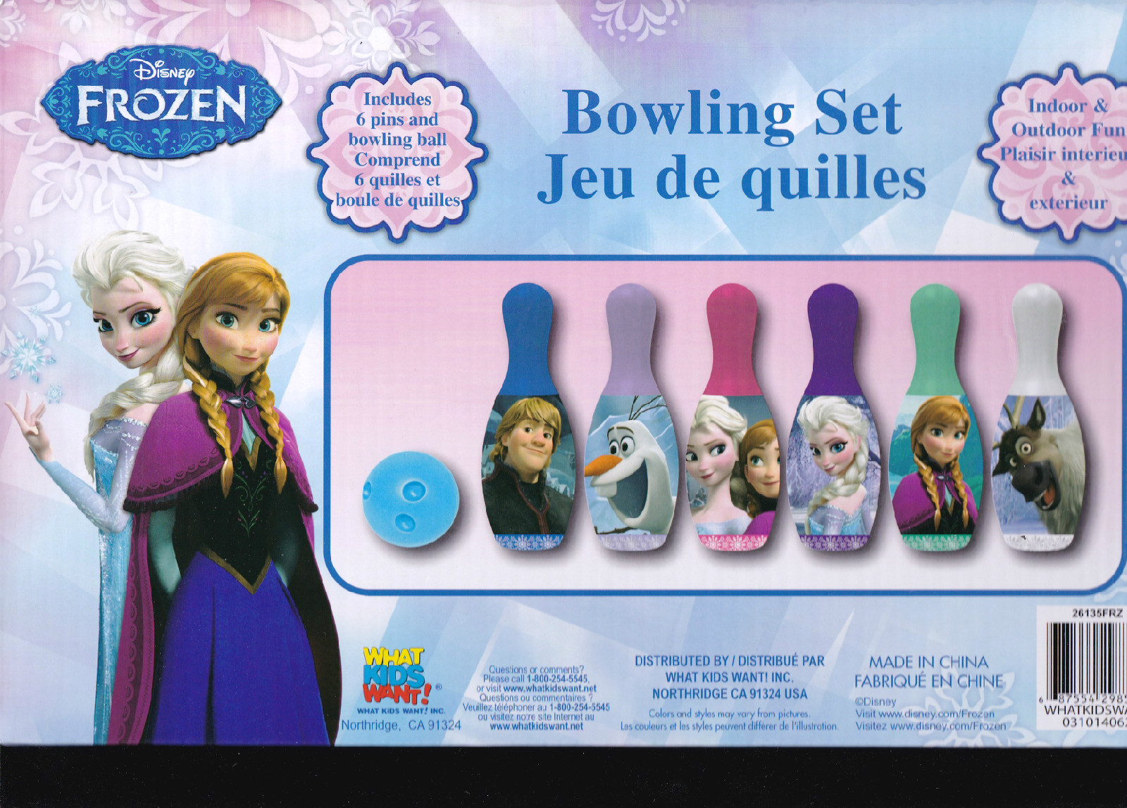 Disney FROZEN BOWLING SET PINS BALL Anna Elsa Olaf TODDLER GIRL 2+ GAME ...