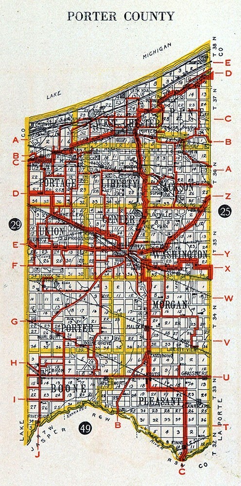 Valparaiso Porter County Indiana County Seat Map Indiana Porter Hi Res