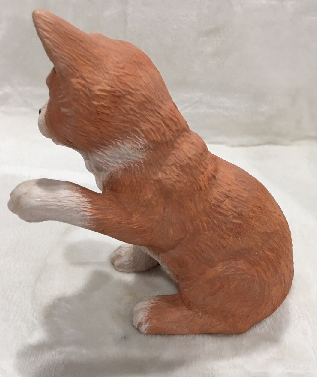 Ceramic Plaster Cat With Paw Up And Pretty Green Eyes Very Cute See ...