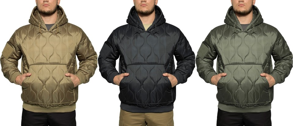 Quilted Woobie Hooded Sweatshirt Lightweight Warm Military Poncho Liner ...