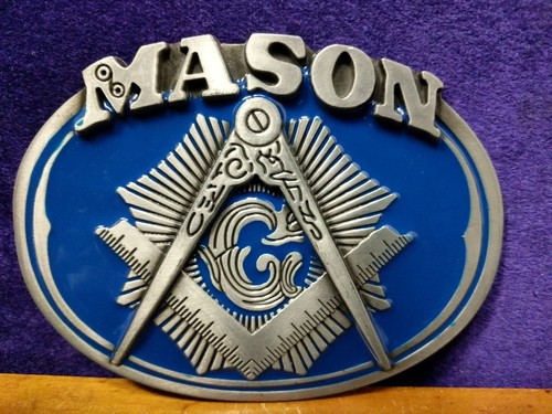 Great/Fun/Fashionable Belt Buckle Masonic Free Mason Blue Enamel Swirl ...