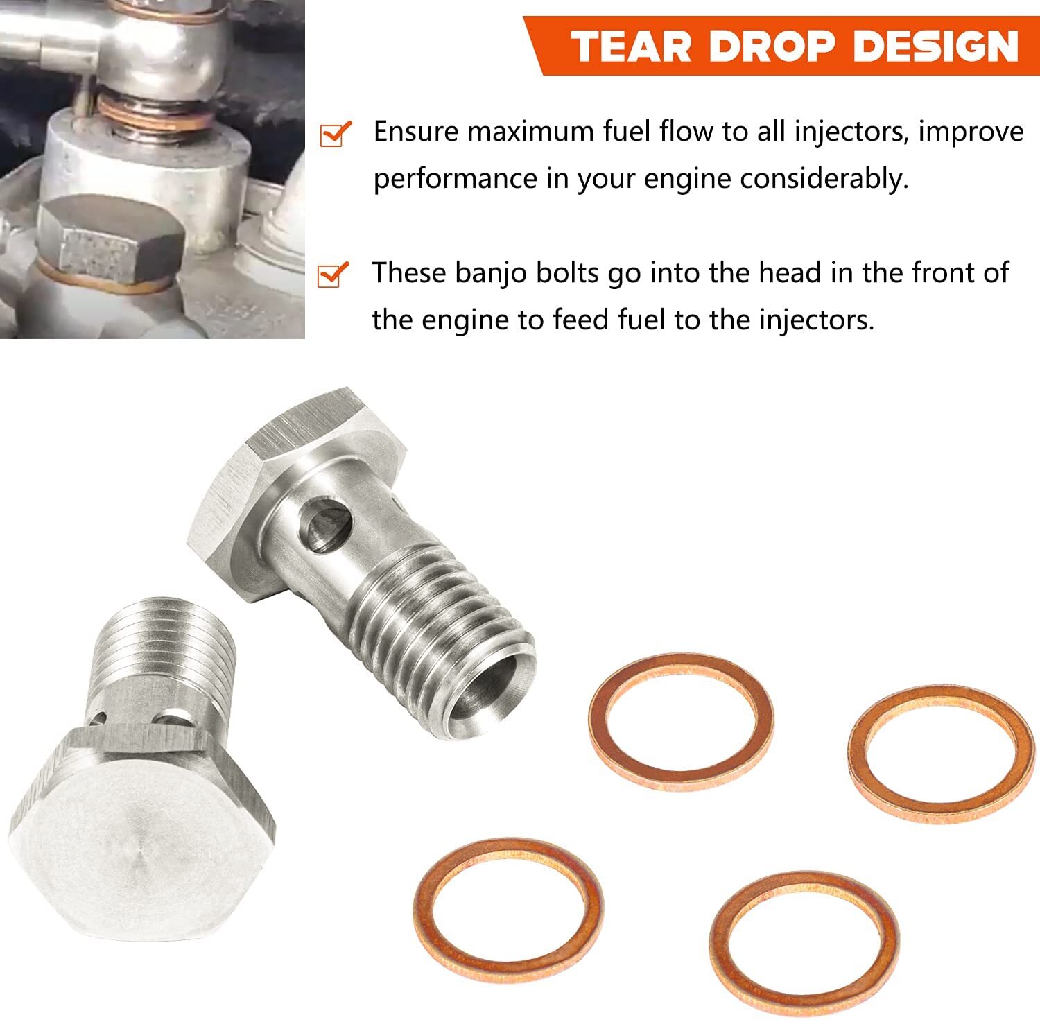 Fuel Banjo Bolt Ultra High Flow Upgrade Kit for Ford 6.0L & 6.4L ...