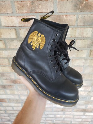 DR. MARTENS EMBROIDERED GOLD GARGOYLE BLACK BOOTS 5UK MADE IN ENGLAND ...