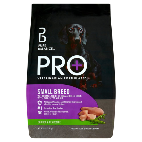 Pro+ Small Breed Chicken & Pea Recipe Dry Dog Food, 16 Lbs by Pure ...