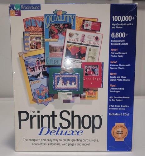 Vintage Broderbund PrintShop Deluxe V6 / PC Software / 8 Disc Set | eBay