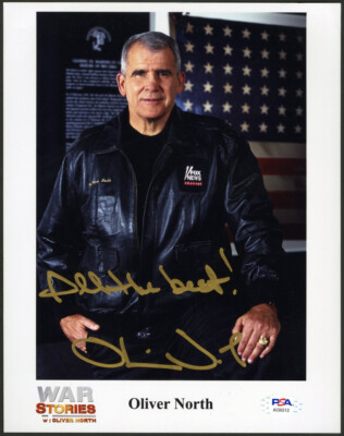 Oliver North SIGNED 8x10 Photo Iran-Contra Fox News Host War PSA/DNA ...