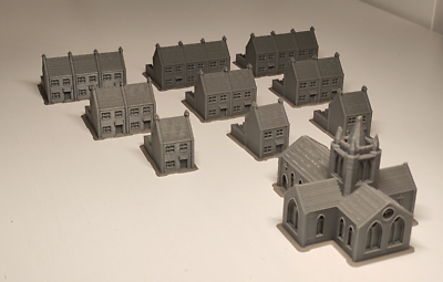 6mm Scale Table Top Wargaming European Terrace Houses + Cathedral – 10 ...