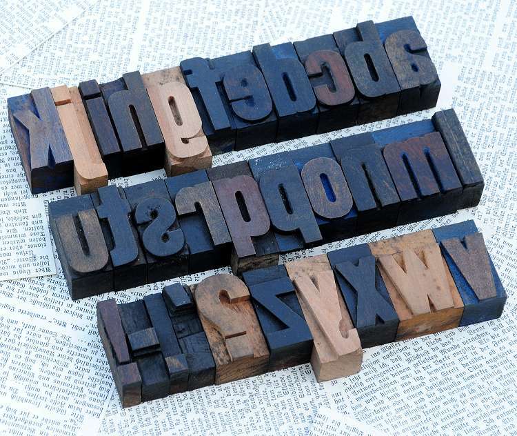 A-Z alphabet 1.77" letterpress wooden printing blocks wood type Vintage ...