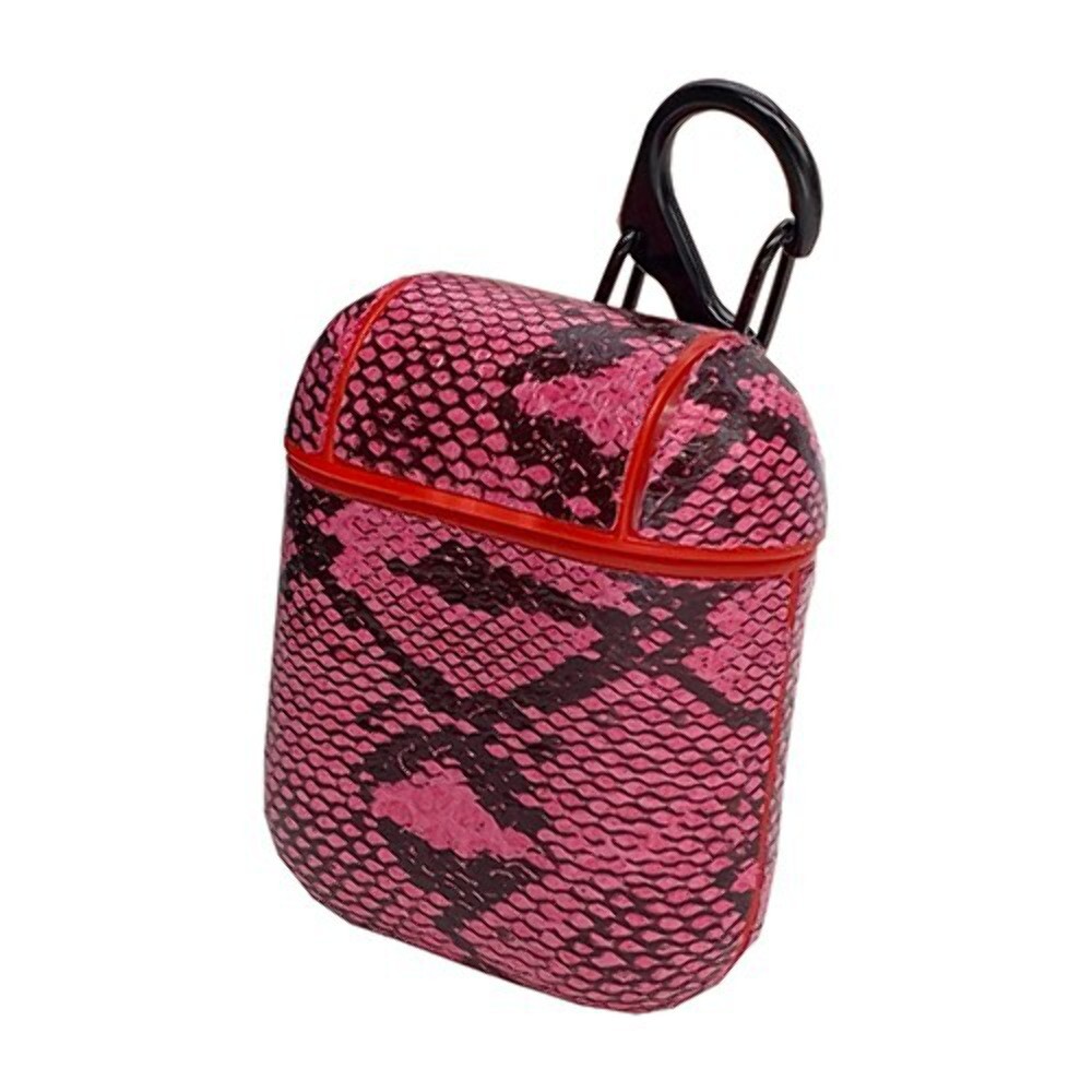 Snake Pattern Leather Case PINK W/Carbineer Clip For AirPod AirPods 1 2 ...