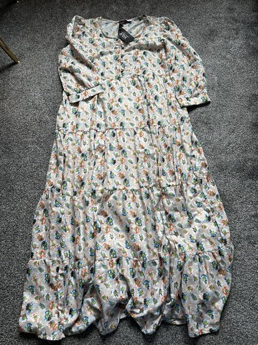 Womens Yare Dress Floral 3/4 Sleeve Maxi Summer Size Small Oversized ...