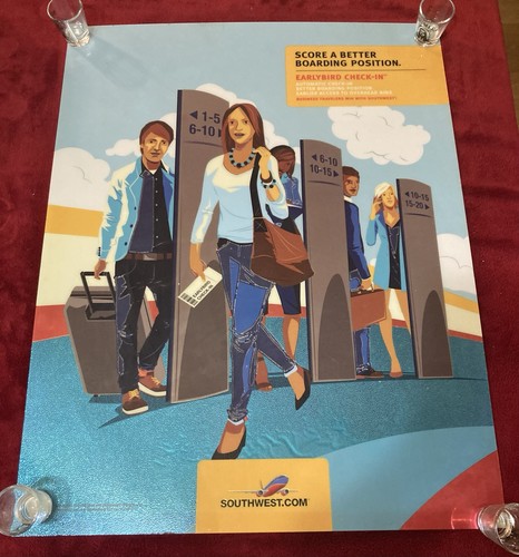 Southwest Airlines EARLY BIRD Vintage Sign Advertising Poster Hung In ...